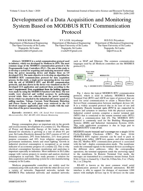 development of a data acquisition and monitoring system based on modbus rtu communication