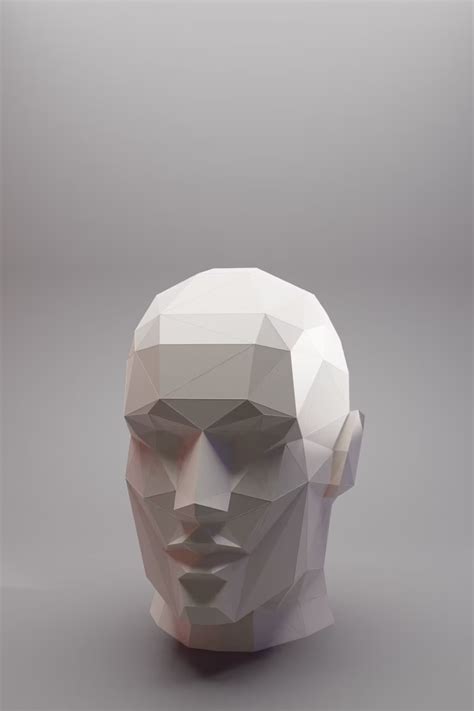 D Human Face Papercraft Trophy Origami Full Face Abstract Etsy D
