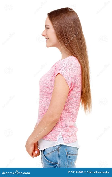 Perfil De La Mujer Joven Hermosa Aislada En Blanco Foto De Archivo