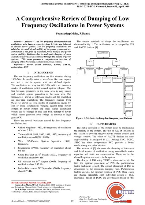 pdf a comprehensive review of damping of low frequency oscillations in power systems