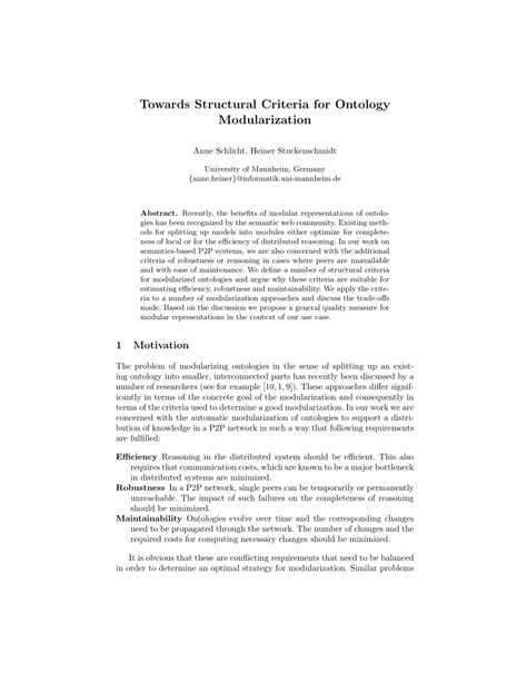pdf towards structural criteria for ontology modularization