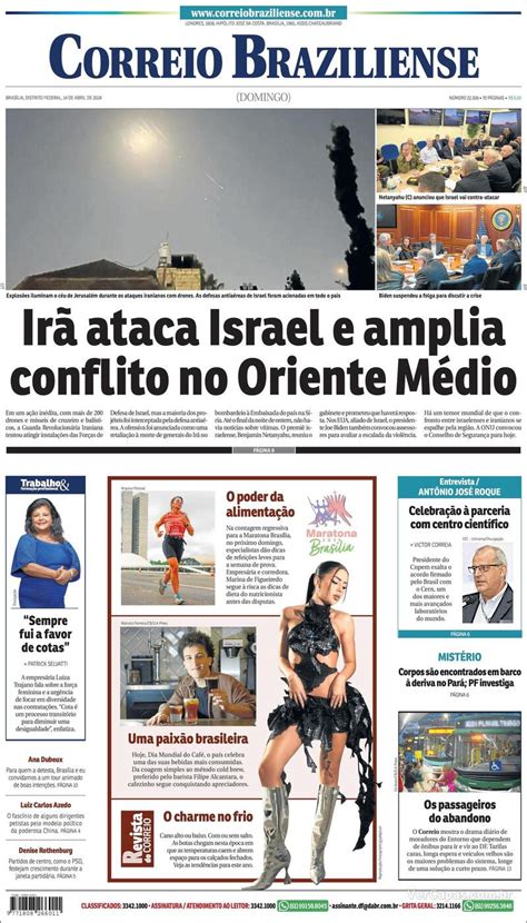 Capa Correio Braziliense Edição Domingo 14 de Abril de 2024