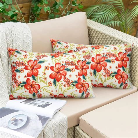 Amazon Pyonic Outdoor Pillows Cover Pack Of 2 Floral Waterproof