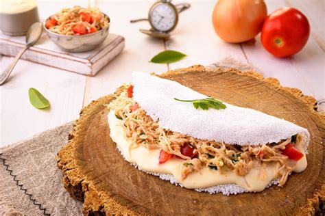Café da manhã pré treino saiba como preparar tapioca de frango desfiado