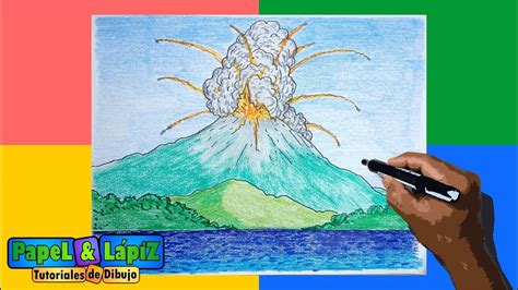 Aprende a dibujar y pintar un volcán en erupción YouTube