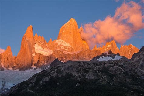 Catching The Sunrise On Mt Fitz Roy El Chalten Argentina Wide Angle
