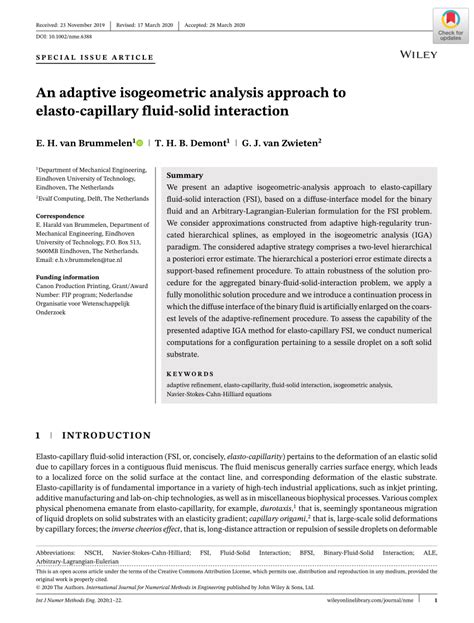 pdf an adaptive isogeometric analysis approach to elasto capillary fluid solid interaction