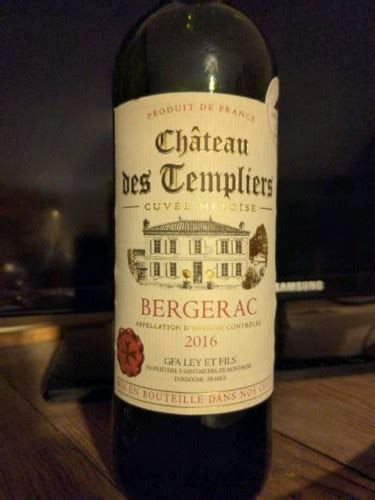 2016 Château des Templiers Cuvée Héloise Bergerac Vivino France
