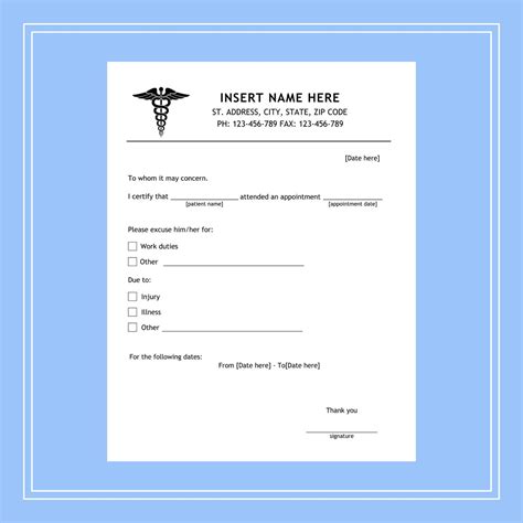 Fillable Doctors Note Fillable Doctors Note For Work Doctor Excuse
