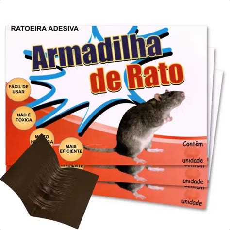 Ratoeira Adesiva Pega Gruda Cola Rato Camundongo Kit 20 Un