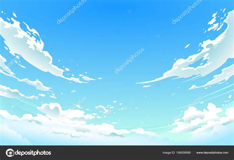 Ilustración Vectorial Del Cielo Nublado Estilo Anime Stock Vector by