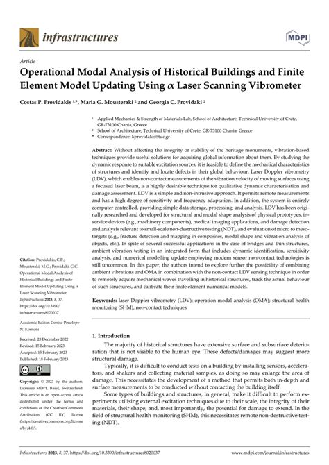pdf operational modal analysis of historical buildings and finite element model updating using