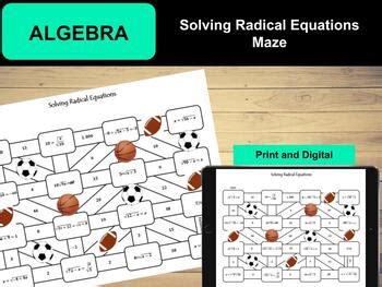 Solving Radical Equations Maze Algebra Worksheet By Tree House Math
