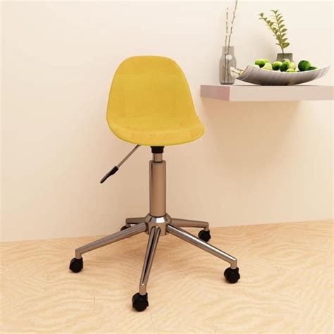 Vqu Chaise Pivotante De Bureau Jaune Moutarde Tissu A Vie
