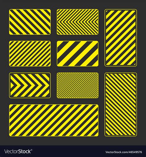 Various Yellow Warning Signs With Diagonal Lines Vector Image