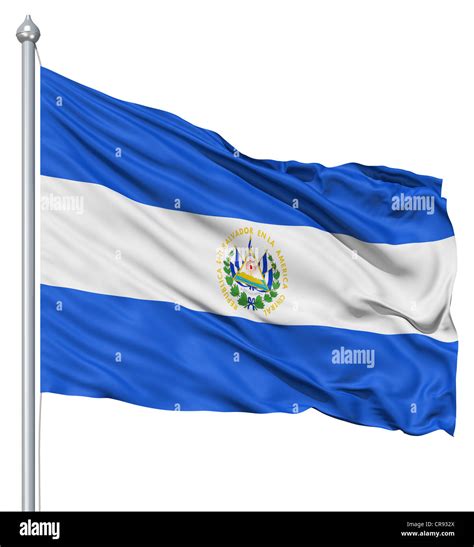 Bandera De El Salvador Con La Bandera Ondeando En El Viento Contra El