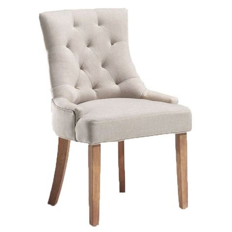 Chaises de salle à manger capitonnée design en tissu beige DIALMA