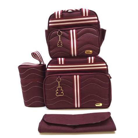 Kit Bolsa Maternidade Pe As Super Luxo Ludy Vinho Shopee Brasil