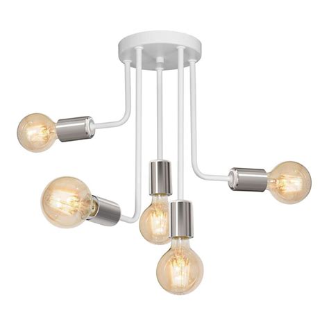 Candelabro Suspenso CANDELA 5xE27 15W 230V Branco Lampamania