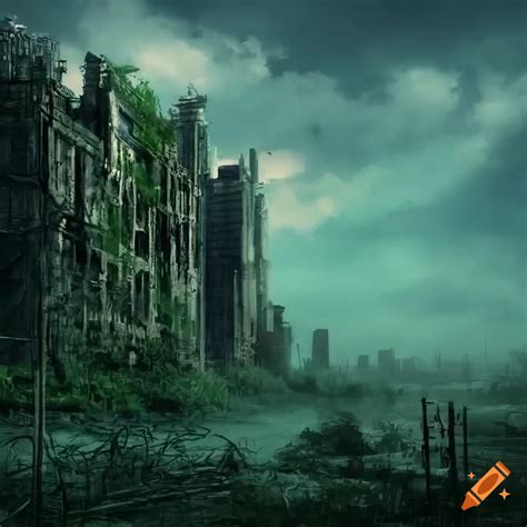 Post Apocalyptic City Overgrown By Vegetation