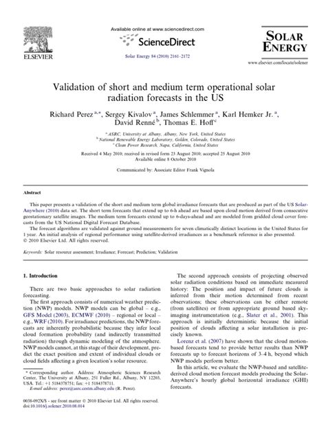solar energy forecast pdf numerical weather prediction weather forecasting