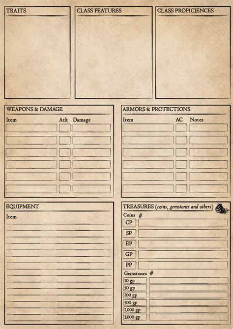 Dnd 5e Character Sheet Printable Pdf