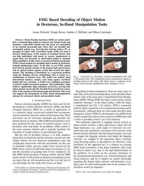 pdf emg based decoding of object motion in dexterous in hand manipulation tasks