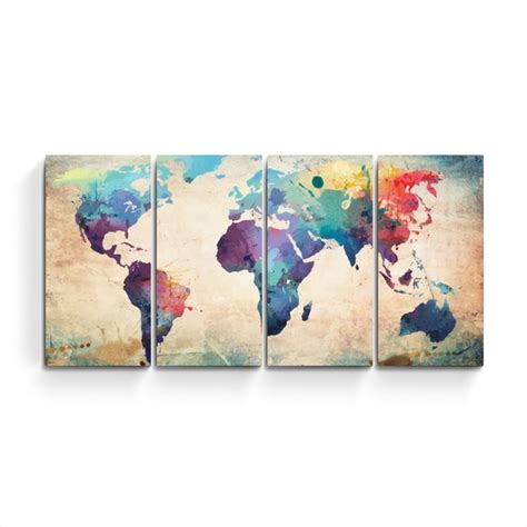 Cuadro Triptico Mapamundi MercadoLibre