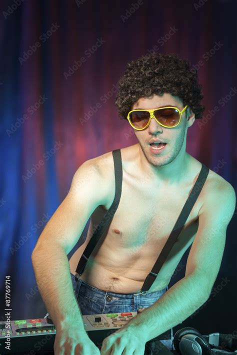 Half Naked DJ Playful Shirtless DJ Stock Photo Adobe Stock