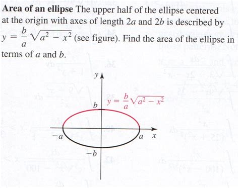 solved area of an ellipse the upper half of the ellipse