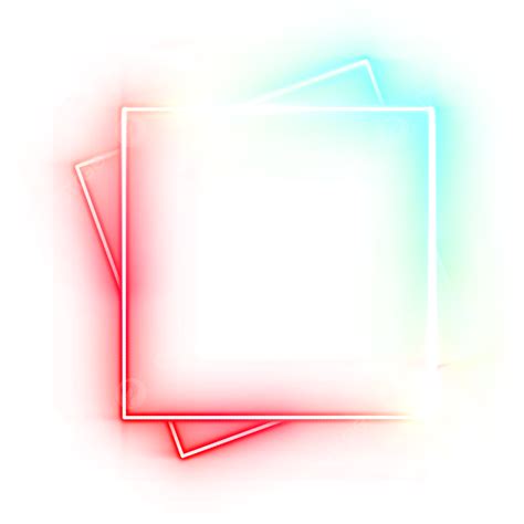 Three Square Neon Frames On A White Background With Blue And Pink