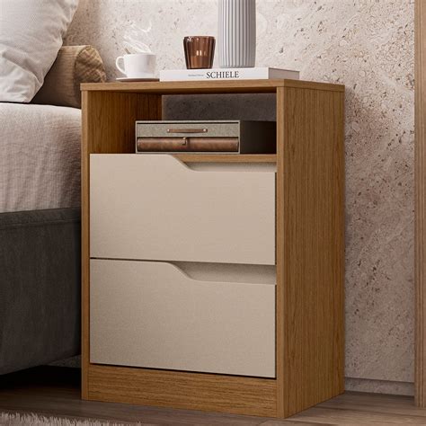 Mesa de Cabeceira 2 Gavetas Sole Flex Jatobá Fendi Albatroz Mesa de
