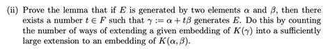 question 3 primitive element theorem let e f be a