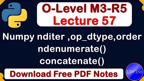 O Level M3 R5 Python NumPy Nditer Ndenumaerate Concatenate Function