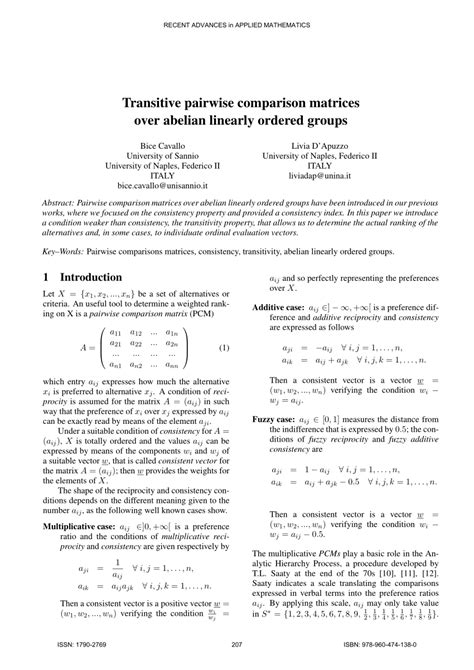 pdf transitive pairwise comparison matrices over abelian linearly ordered groups