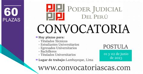 CONVOCATORIA PODER JUDICIAL CAS 60 Plazas Administración