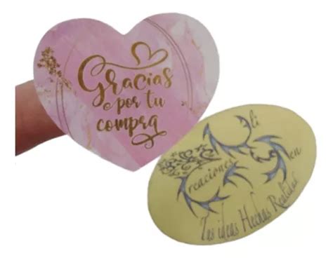 Etiquetas Adhesivas Corazón Gracias Por Tu Compra Stickers MercadoLibre