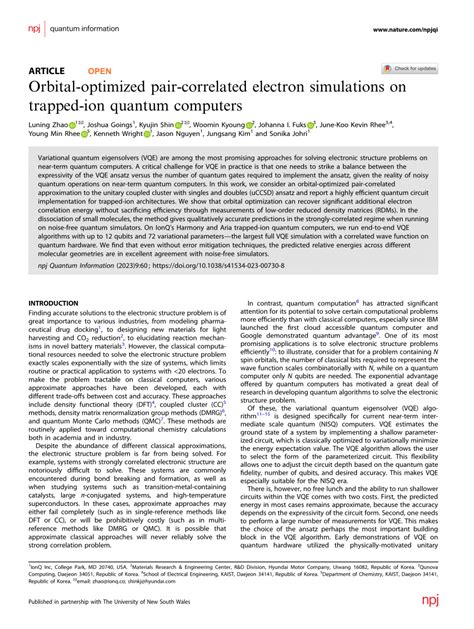 pdf orbital optimized pair correlated electron simulations on trapped ion quantum computers