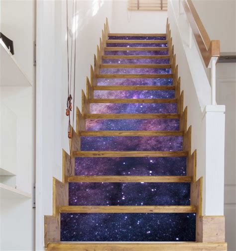 D Purple Charming Galaxy Stair Risers Elvisw
