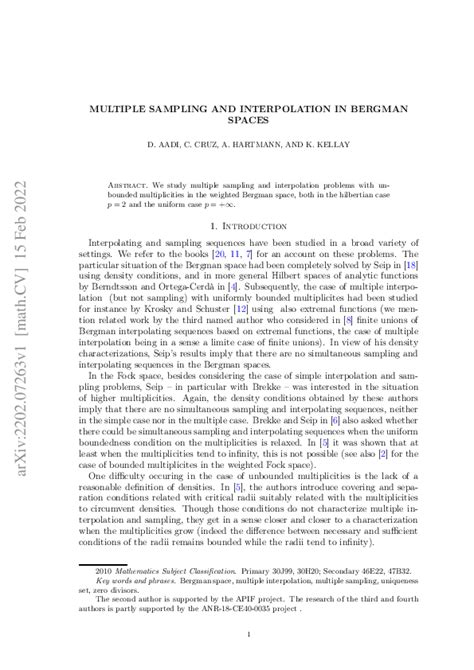 pdf multiple sampling and interpolation in bergman spaces carlos fernando alvarez cruz