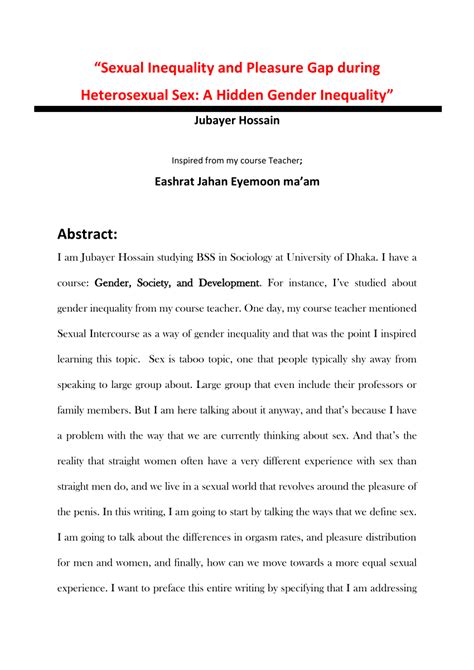 pdf sexual inequality and pleasure gap during heterosexual sex a hidden gender inequality