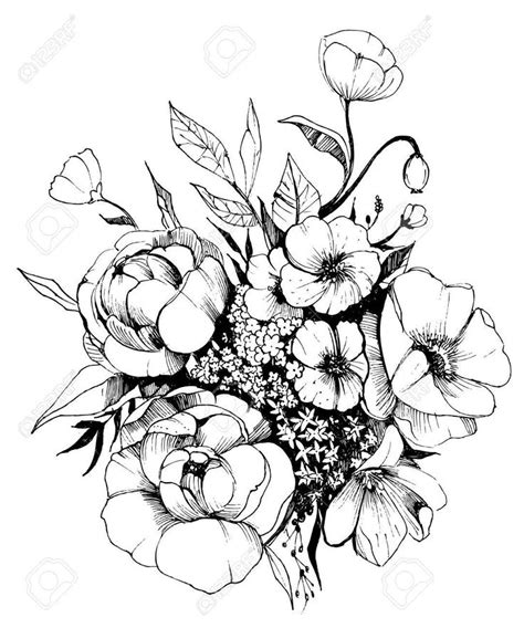 34179804 Floral Bouquet Sketch For Your Design Bouquet Sketch 3