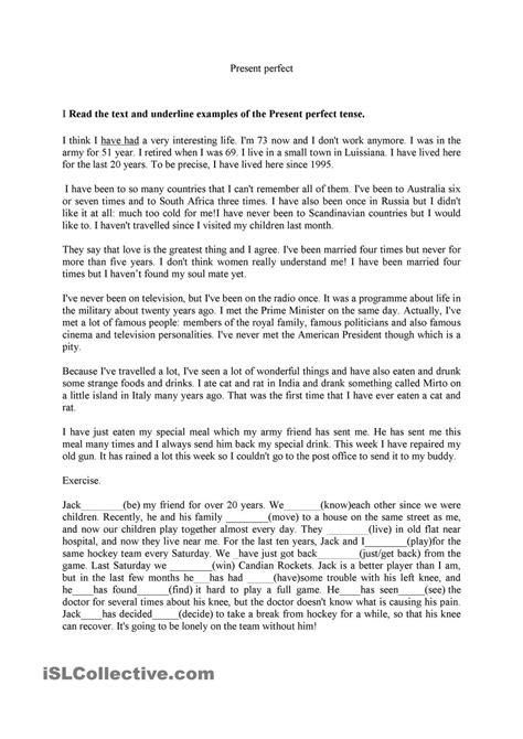 Present Perfect Reading Comprehension Beginners Pdf Josephine Wilson