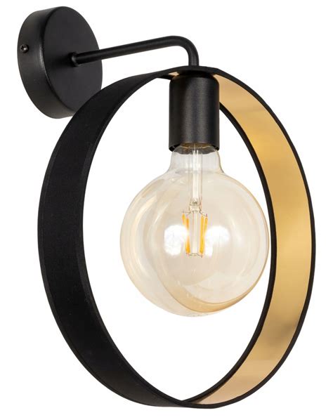 Nowoczesna lampa ścienna kinkiet RING czarno złota 12257213526