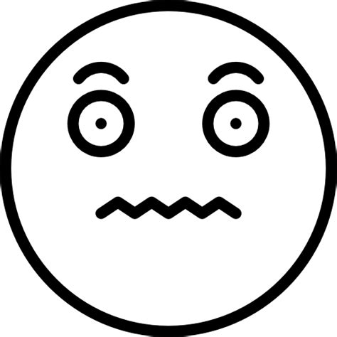 Scared Face Emoticon Black And White