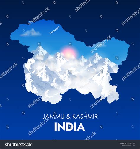 Illustration Map Union Territory Jammu Kashmir Vetor Stock Livre De