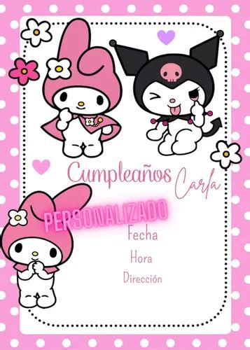 comprar Invitación My Melody Kuromi Digital Sanrio Fiesta Cumpleaños