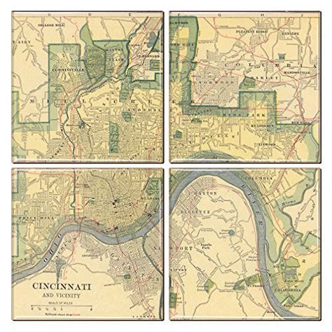 Cincinnati Coaster Of Vintage Map Set Of Walmart