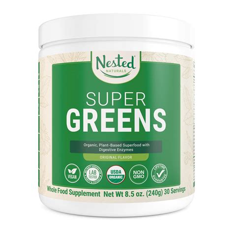 Buy Super Greens 1 Green Superfood Powder 100 USDA Non GMO Vegan