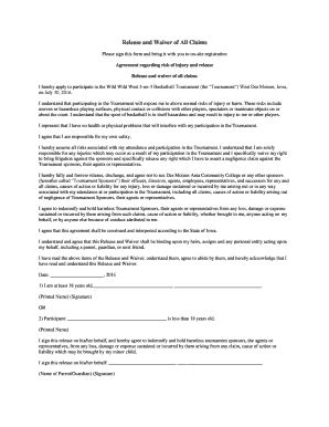 Fillable Online Release And Waiver Of All Claims Fax Email Print
